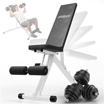 Physionics® Set de Banc de Musculation Inclinable et Poids (30 kg ...