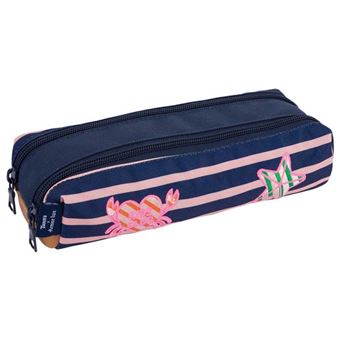 Tann's - Trousse double "Océane" bleu marine - 23 x 6 x 9 cm - Bleu ...