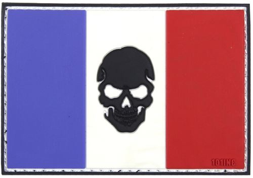 Ecusson 3d pvc scratch drapeau français France avec skull tête de mort ...
