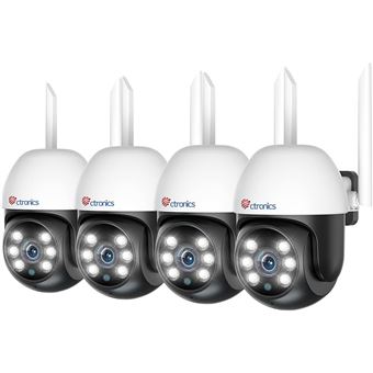 Ctronics Kit Caméra Surveillance WiFi Exterieure 360° PTZ, Lot de 4 ...