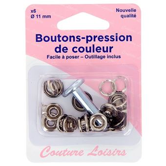 Kit bouton pression Noir 11 mm avec outil de pose - 6 pcs - Couture ...