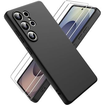 Coque Mat Noir pour Samsung Galaxy S25 ULTRA avec 2 Verre trempé Film ...