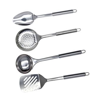 Ensemble de 4 ustensiles de cuisine en inox louche écumoire spatule et ...