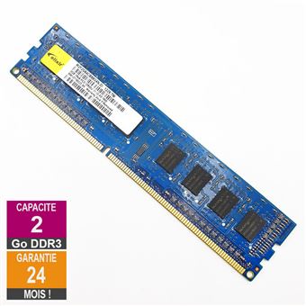 Barrette Mémoire 2Go RAM DDR3 Elixir M2F2G64CB88G4N-DI DIMM PC3-12800U ...