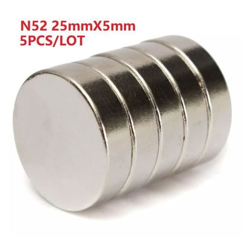 5PCS/LOT 25mm x 5mm Aimant N52 Super Puissant Néodyme Terres Rare à ...