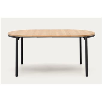 Table de salle à manger ronde extensible en placage de chêne et pieds ...