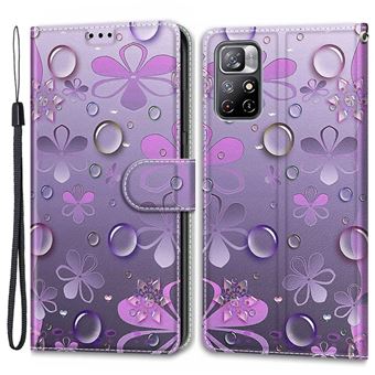 Etui en PU avec support et porte-cartes C16 goutte d'eau et fleurs pour ...