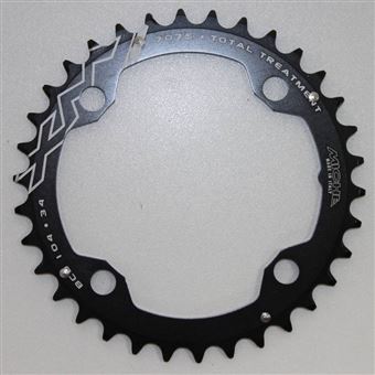 Plateau vtt 4bra mono 34dts d.104 noir 12-11-10-9v. miche alu compatible vae yamaha-brose ...