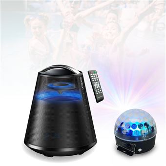 Enceinte Mobile Autonome Omnidirectionnelle 360 LED Bluetooth USB SD ...