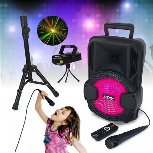 Enceinte Mobile Autonome Karaoke Enfant Party MOBILE8 - USB / Bluetooth ...
