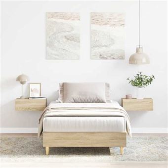 vidaXL Cadre de lit sans matelas chêne sonoma 90x200 cm, meuble de ...