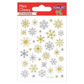 Stickers Noël - Flocons dorés et argentés - Global Gift - Autocollant ...
