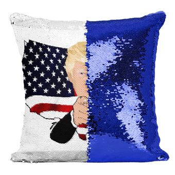 Fabulous Coussin avec Housse Sequin - Paillettes Bleu Donald Trump ...