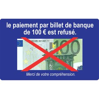 Paiement billet de 100 euros refusé - 20x12.3cm - Sticker/autocollant ...