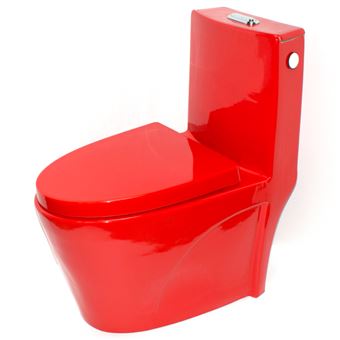 Toilette à poser de couleur rouge Cuvette WC monobloc en céramique ...