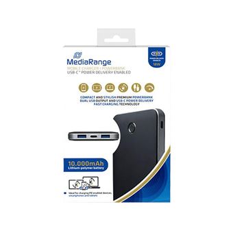 MediaRange MR753 - Banque d'alimentation - 10000 mAh - 37 Wh - 22.5 ...
