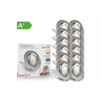 Bk licht lot de 12 spots led encastrables ultra-plats, orientables, modules led 5w intégrés ...