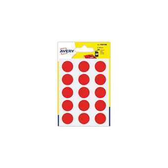 90 pastilles gommettes rondes,Diamètre 19 mm,rouge - Avery - Étiquettes ...