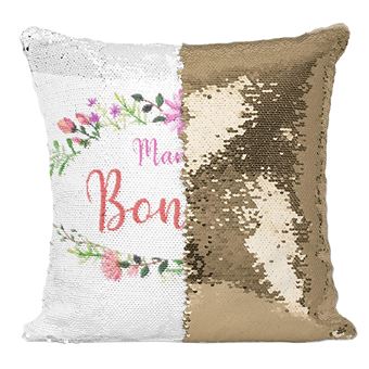 Fabulous Coussin avec Housse Sequin - Paillettes Doré Marraine Bonheur ...