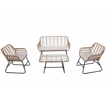 Salon de jardin 4 places en rotin PAREA CONCEPT USINE - Mobilier de ...