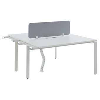 Extension pour bureau bench 2 personnes - Blanc - L140 cm - Avec ...