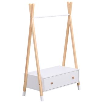 Penderie pour enfant bois et blanche avec tiroir LOU - Achat & prix | fnac