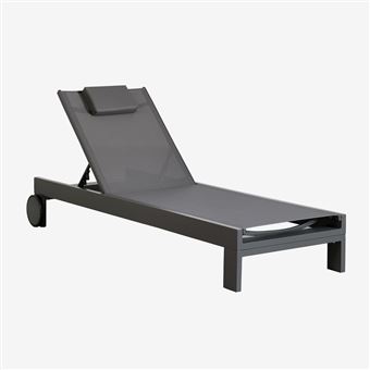 Bain de soleil inclinable en aluminium avec coussin Akelia SKLUM Gris ...