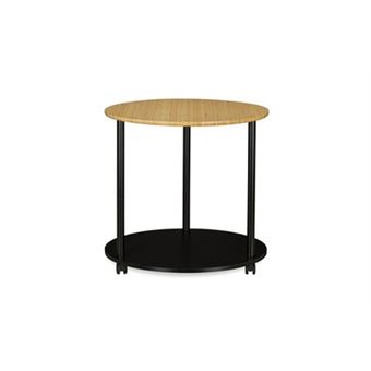 Table d'appoint ronde sur roulettes diamètre 60 cm bois et noir 13 ...