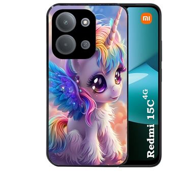 Coque noire Taperso pour REDMI 15C 4G et 5G avec motif licorne style ...