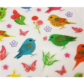 Stickers Oiseaux et fleurs - Paillettes - 7,5 x 10 cm - Global Gift ...