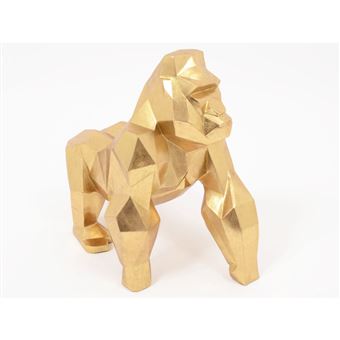 Statue de singe gorille ORIGAMI, en résine dorée. Longueur 46 ...