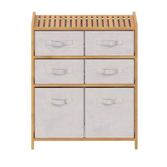 Five Simply Smart - Meuble étagère double 6 paniers - Banc et Marron ...