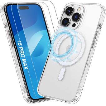Coque pour iPhone 15 Pro Max avec Ronde Magnétique Inclu + 2 Verres ...
