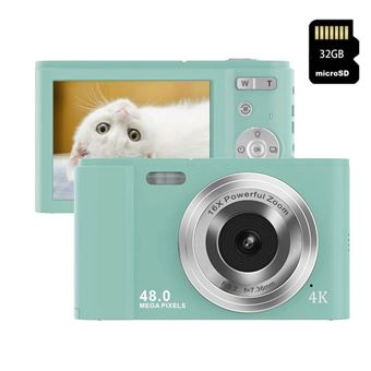 Caméra numérique compacte SZSMART DC302AF 4K 48MP zoom 16X 2,8 pouces écran + 32GB- vert ...