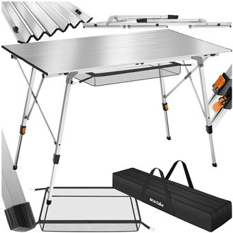 TecTake Table de camping pliante Bastian en Aluminium, réglable en ...