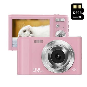 Appareil photo compact SZSMART DC302AF 4K 48MP zoom 16X 2,8 pouces écran + 128GB- rose ...