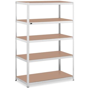 Étagère Charge Lourde Métallique Sans Clou Ni Vis 120x60x180 cm 5x150 kg Gris - Rangement de l ...