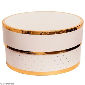 Boîte cadeau Ronde à couvercle - Rose bords dorés - 15 x 8 cm - Achat ...