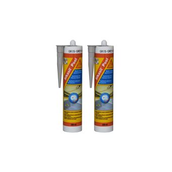 Lot de 2 mastic silicone SIKA Sikasil Pool - Joint pour piscine gris ...