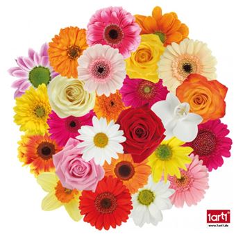 Fleurs Sticker Adhésif Mural Autocollant - Bouquet De Fleurs (60x60 cm ...