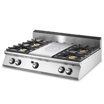 Plaque coup de feu gaz, top + 4 brûleurs- Virtus - Acier inoxydable ...