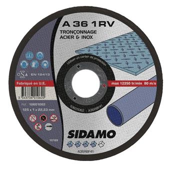 Sidamo - 25 Disques à tronçonner Ultra Acier Inox - D.125 X 1 X 22,23 ...