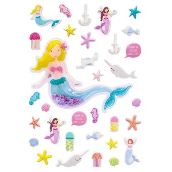 Stickers 3D - Sirène et coquillages - 33 stickers - Ctop - Tampon et ...