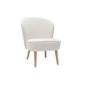 -25% sur Miliboo Fauteuil scandinave en tissu effet laine bouclée écru ...