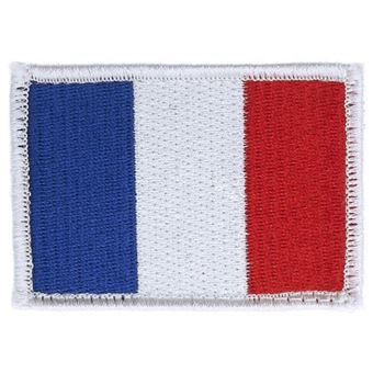 Ecusson drapeau français contour blanc à scratch - Pins et badges ...