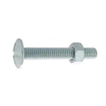 Boulon poelier à tête ronde large fendue en croix acier zingué blanc classe 4.8 NFE 25128/DIN ...