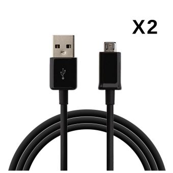Lot 2 Cables Usb Chargeur Noir Pour Samsung Galaxy J1 2015 / J1 2016 ...