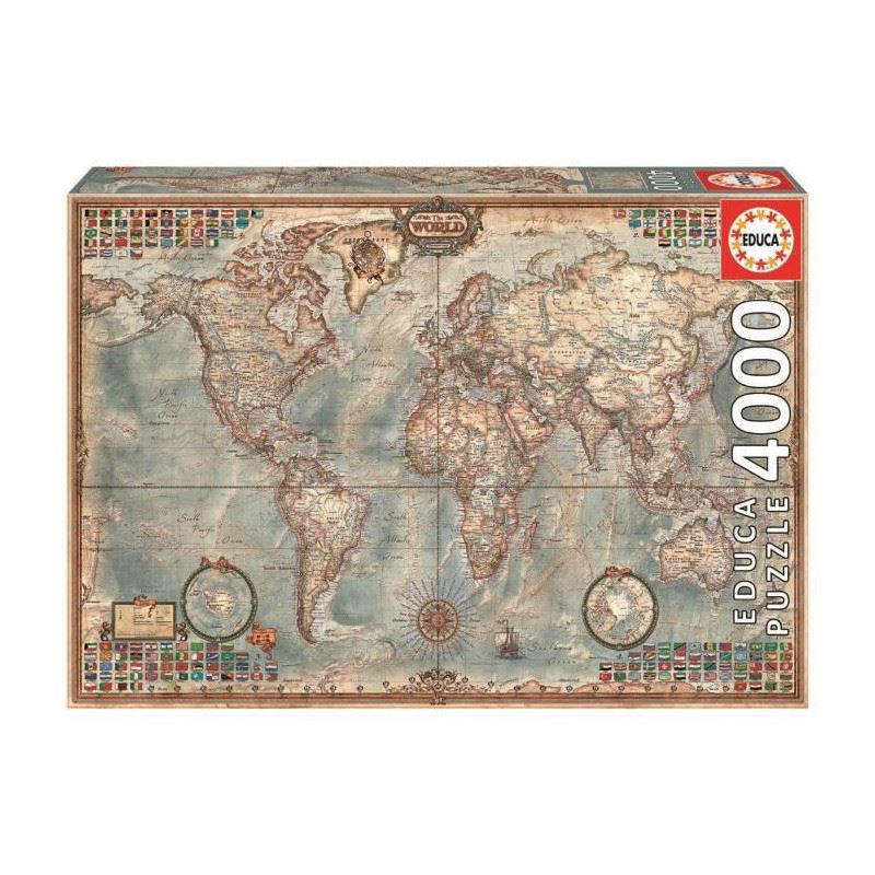 EDUCA Puzzle 4000 Pieces - Mappemonde - 2000-5000 pièces - Achat & prix | fnac