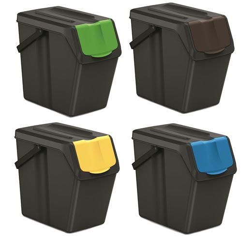 Ensemble de poubelles de tri Keden SORTI BOX 4x25l - noir recyclage ...