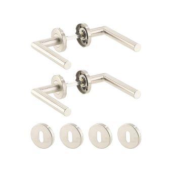 AGT : 2 garnitures de porte en inox - 4 poignées et 12 rosaces ...